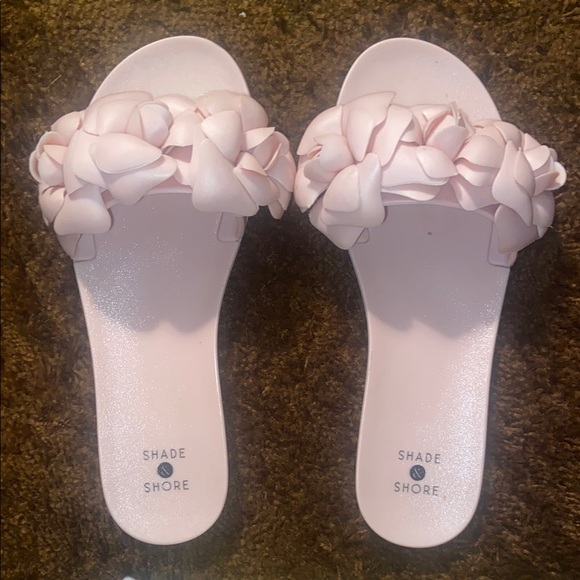 Shade & Shore | Shoes | Shade Shore Pink Ruffled Slide Sandals | Poshmark